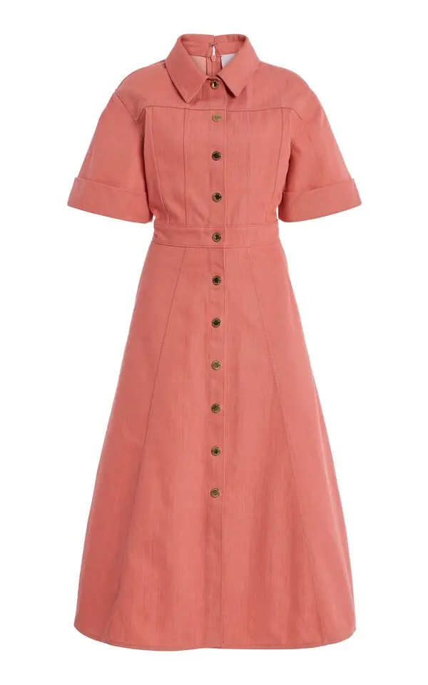 Carolina Herrera Button-front Denim Shirt Dress - Pink