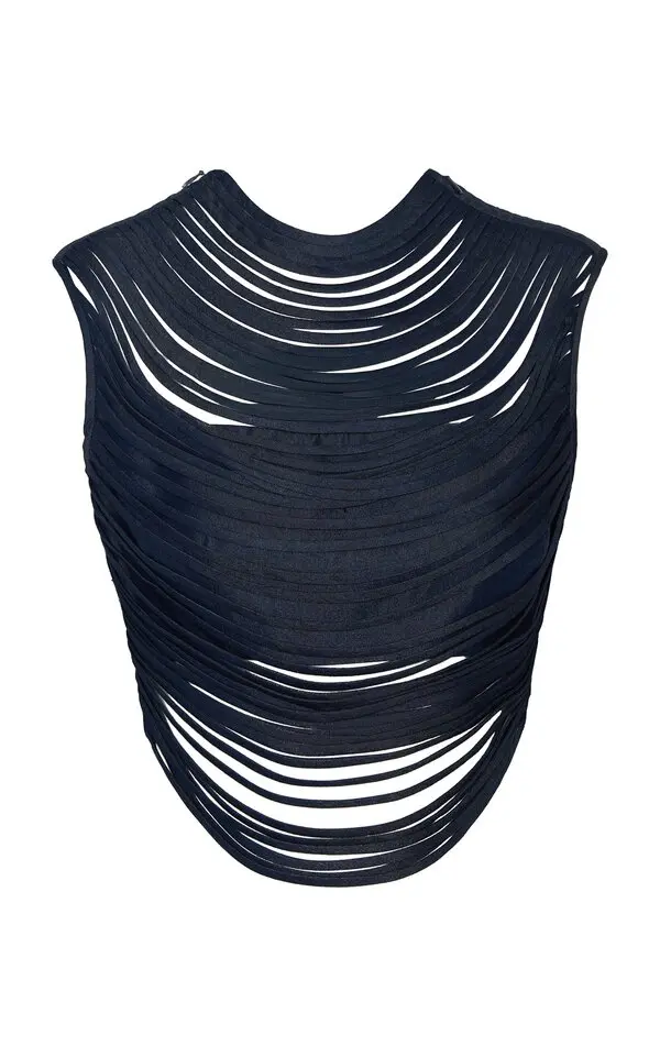 ANDRES OTALORA Eres Todo Draped Tencel Top - Navy