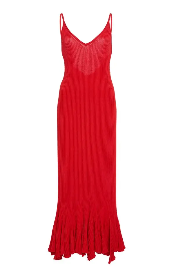 Proenza Schouler Giuditta Ribbed Maxi Dress - Red