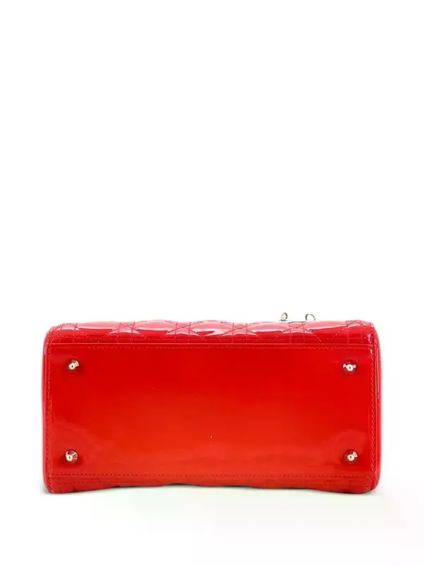 Dior Lady Cannage Quilt Patent Satchel - Red