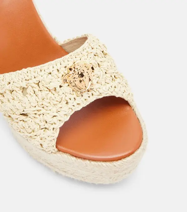 Versace Medusa Espadrille Wedge Sandals - Beige