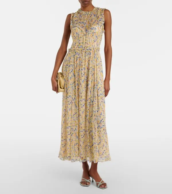 Ulla Johnson Kasia Floral Silk Chiffon Maxi Dress - Multicoloured