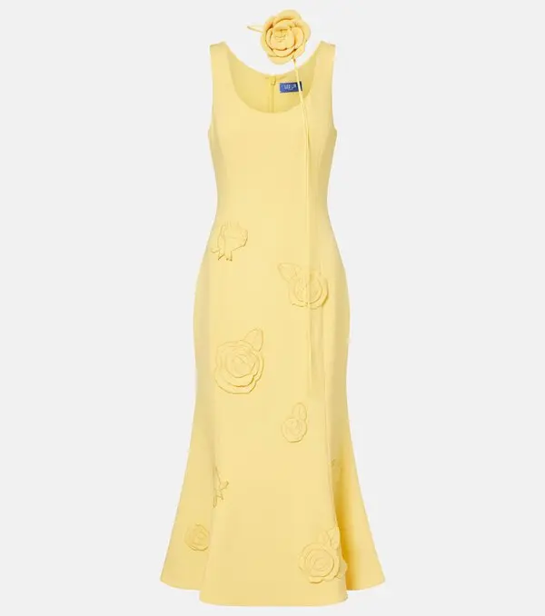 LEO LIN Emily Floral Appliqué Midi Dress