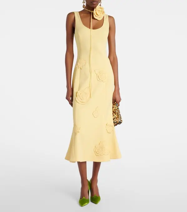 LEO LIN Emily Floral Appliqué Midi Dress