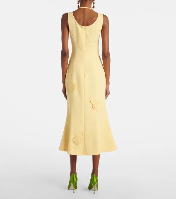LEO LIN Emily Floral Appliqué Midi Dress