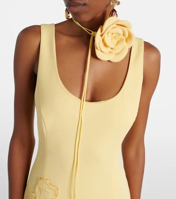 LEO LIN Emily Floral Appliqué Midi Dress