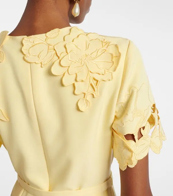 LEO LIN Aurelie Belted Floral-appliqué Minidress