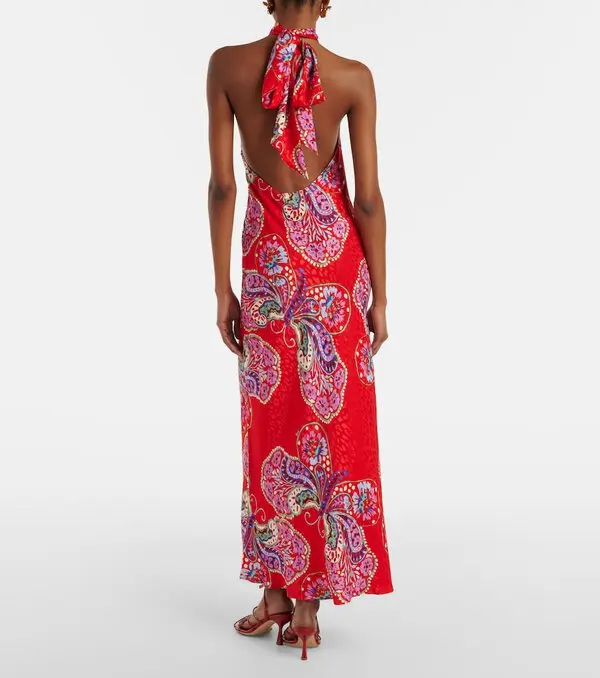 Rixo Maura Printed Halterneck Maxi Dress
