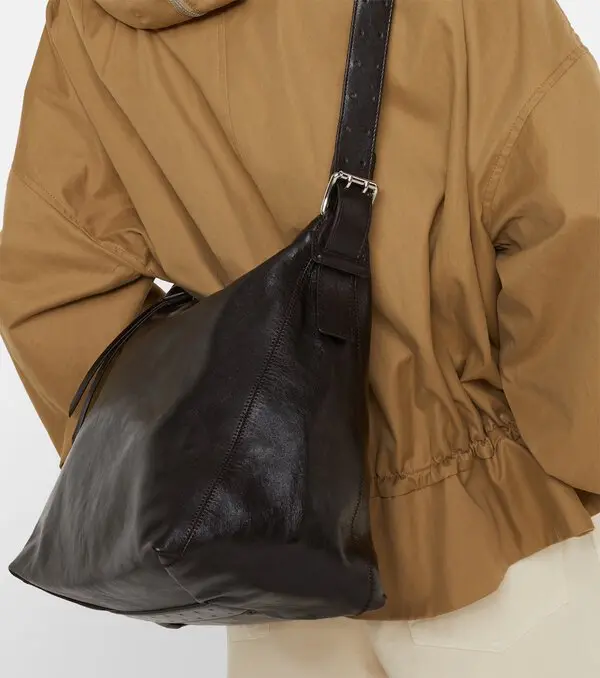 LEMAIRE Small Belted Leather Shoulder Bag - Brown