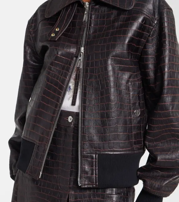 Rabanne Croc-effect Leather Blouson Jacket