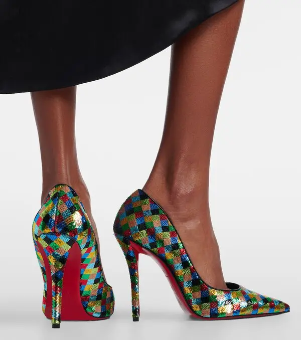 CHRISTIAN LOUBOUTIN Miss Z Sequined Pointed Toe Pumps - Multicoloured