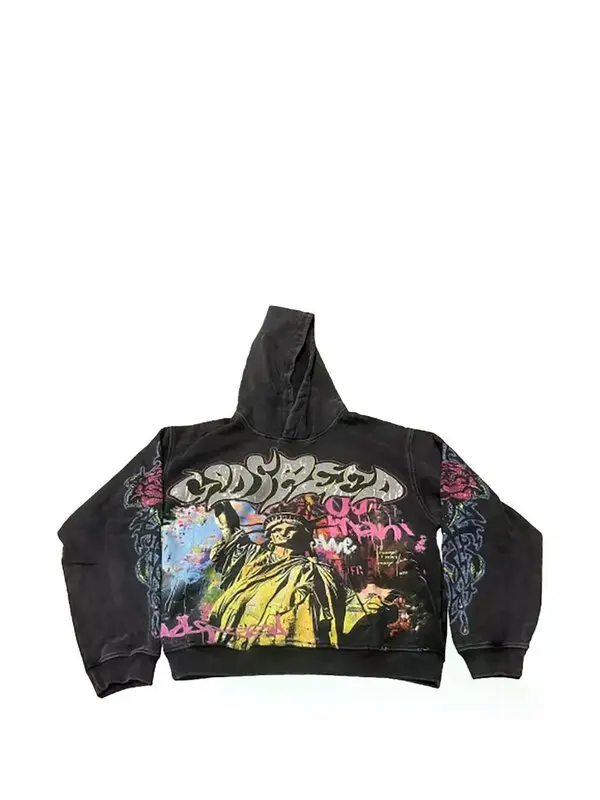 GODSPEED Vandal Lettering-embroidery Hoodie - Grey