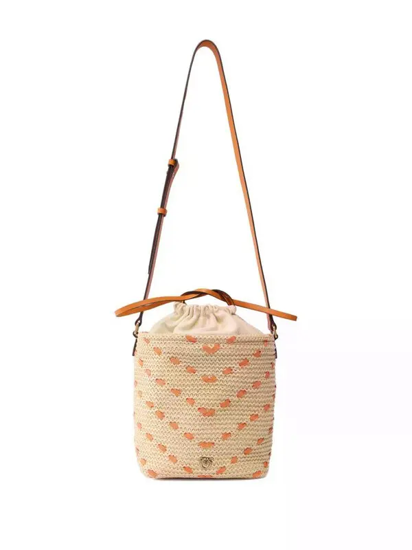 Pinko Raffia Bucket Mini Crossbody Bag - Neutrals