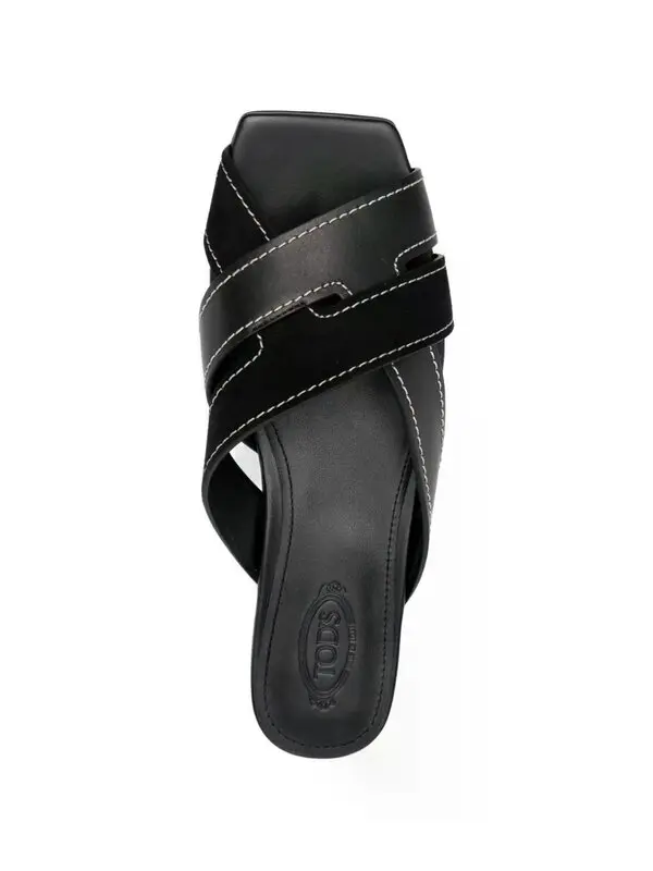 TOD'S Calf Leather Heeled Sandals - Black