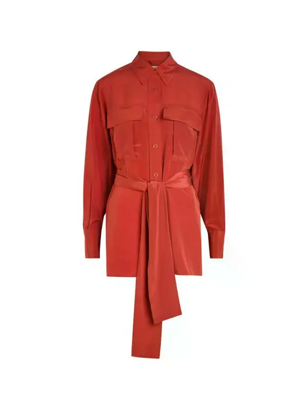 JOSEPH Crepe De Soie Shirt With Chest Flap Pockets - Red