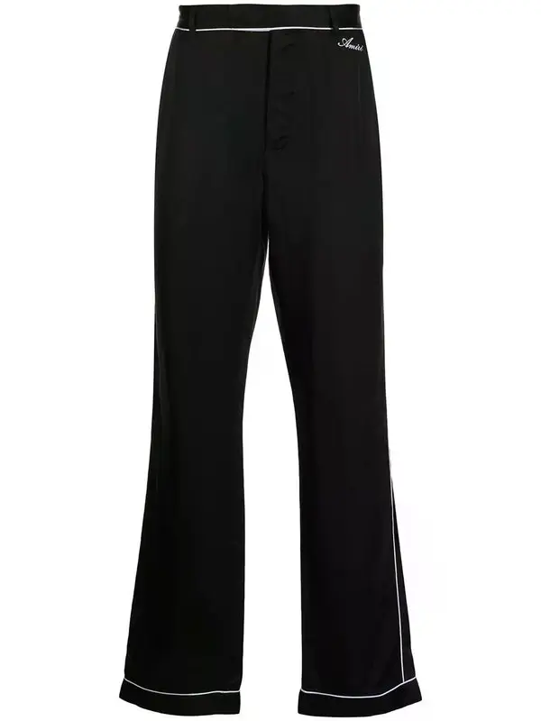 Amiri Straight-leg Satin Trousers With Piped Trim