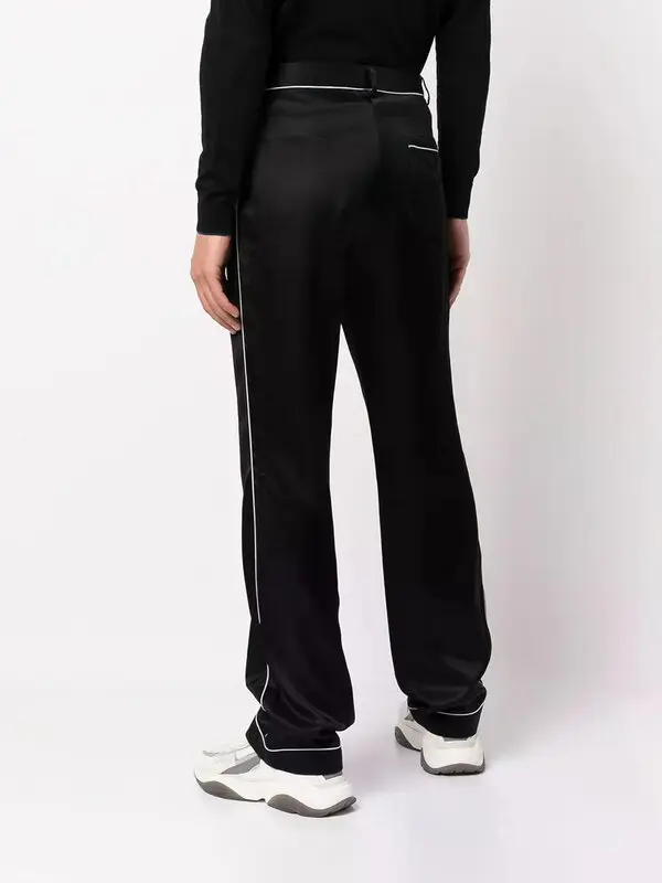 Amiri Straight-leg Satin Trousers With Piped Trim