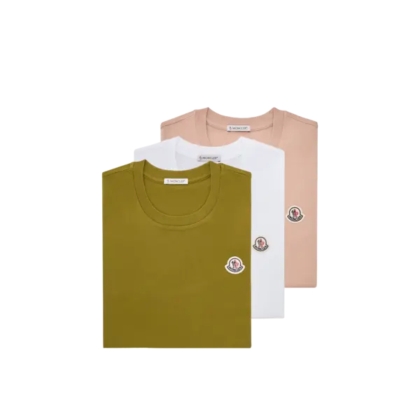 Moncler Logo Patch Cotton T-shirt Set - Multicolour