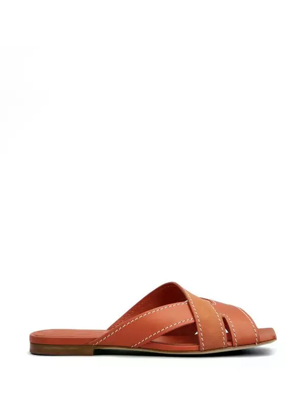 TOD'S Crossed Strap Flat Sandals - Orange