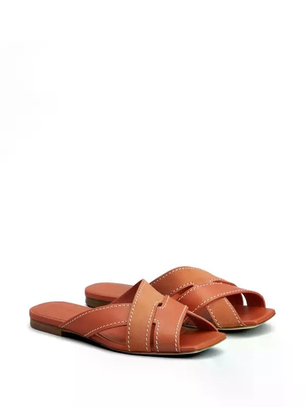 TOD'S Crossed Strap Flat Sandals - Orange