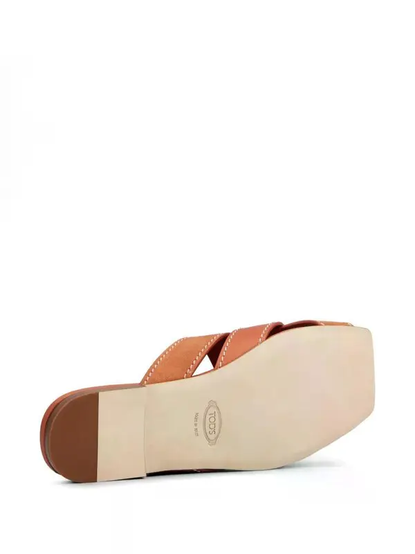 TOD'S Crossed Strap Flat Sandals - Orange