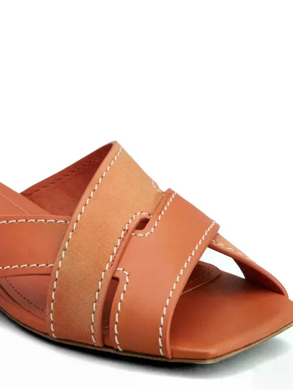 TOD'S Crossed Strap Flat Sandals - Orange