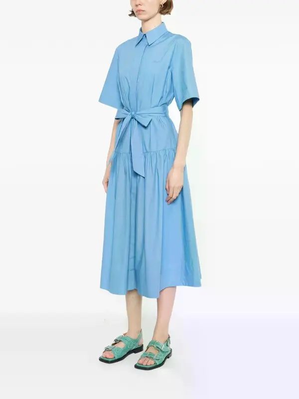 Karl Lagerfeld Midi Shirt Dress With Tie Belt - Blue