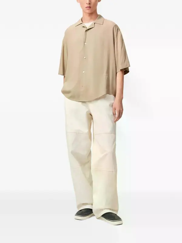 AMI Paris Embroidered Short-sleeve Shirt - Neutrals