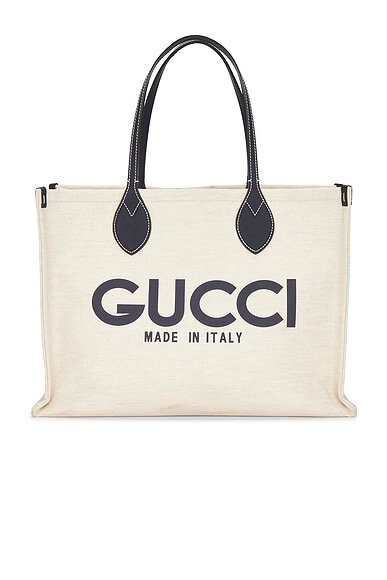Gucci Logo Canvas Tote Bag - Beige