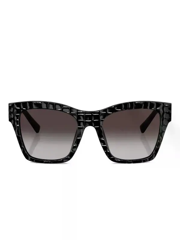 Dolce & Gabbana Crocodile Embossed Square Frame Sunglasses - Black
