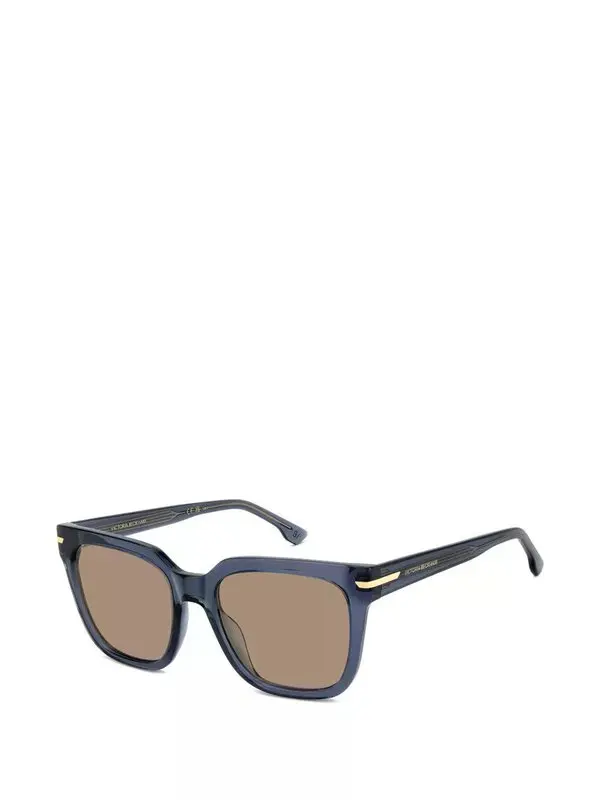 Victoria Beckham Square Frame Sunglasses With Gold Tone Detail - Blue