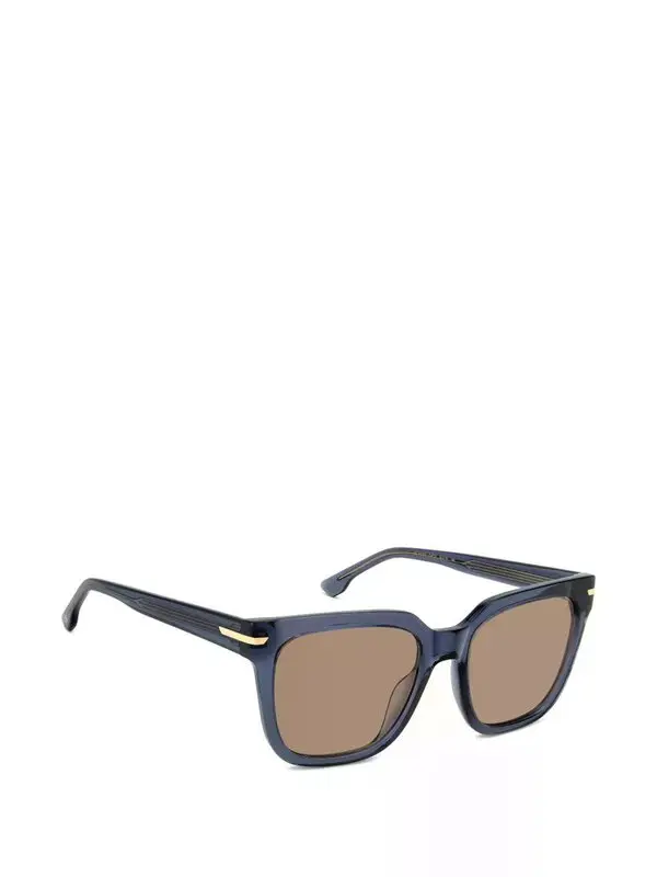 Victoria Beckham Square Frame Sunglasses With Gold Tone Detail - Blue