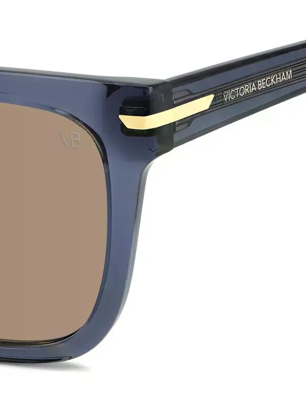Victoria Beckham Square Frame Sunglasses With Gold Tone Detail - Blue