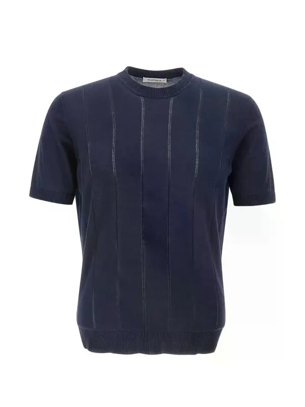 KANGRA Ribbed Short-sleeve Crew Neck Sweater - Blue
