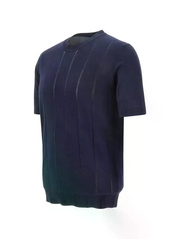 KANGRA Ribbed Short-sleeve Crew Neck Sweater - Blue