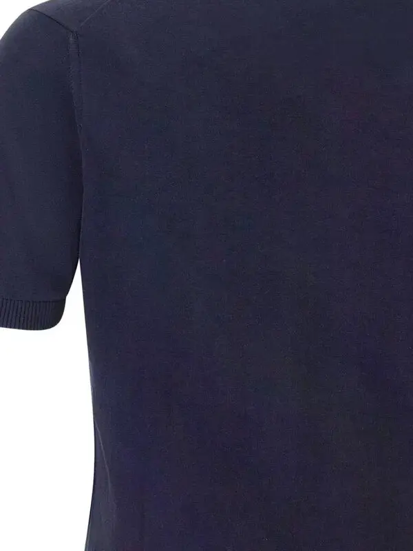 KANGRA Ribbed Short-sleeve Crew Neck Sweater - Blue