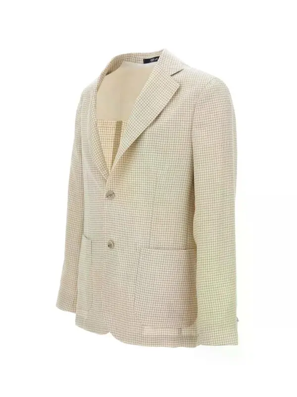 BARBA NAPOLI Easy J Mono Houndstooth Buttoned Blazer - Neutrals