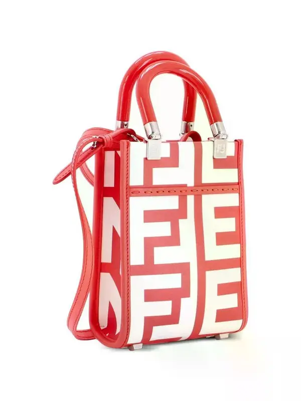 Fendi Sunshine Shopper Tote Printed Leather Mini Crossbody Bag