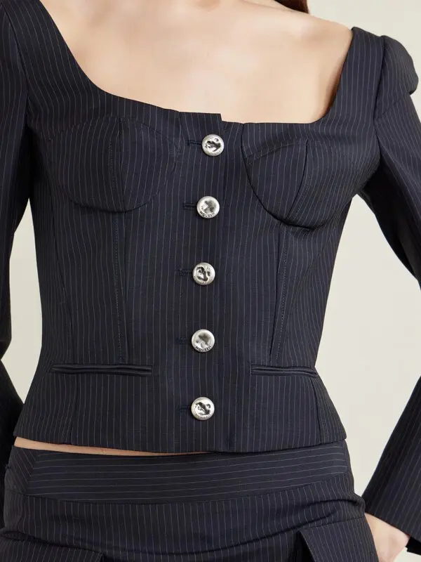 Alexander McQueen Cropped Pinstriped Wool And Mohair-blend Jacket