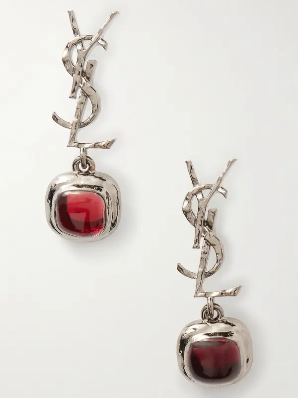 Saint Laurent Cassandre Pampille Earrings - Silver