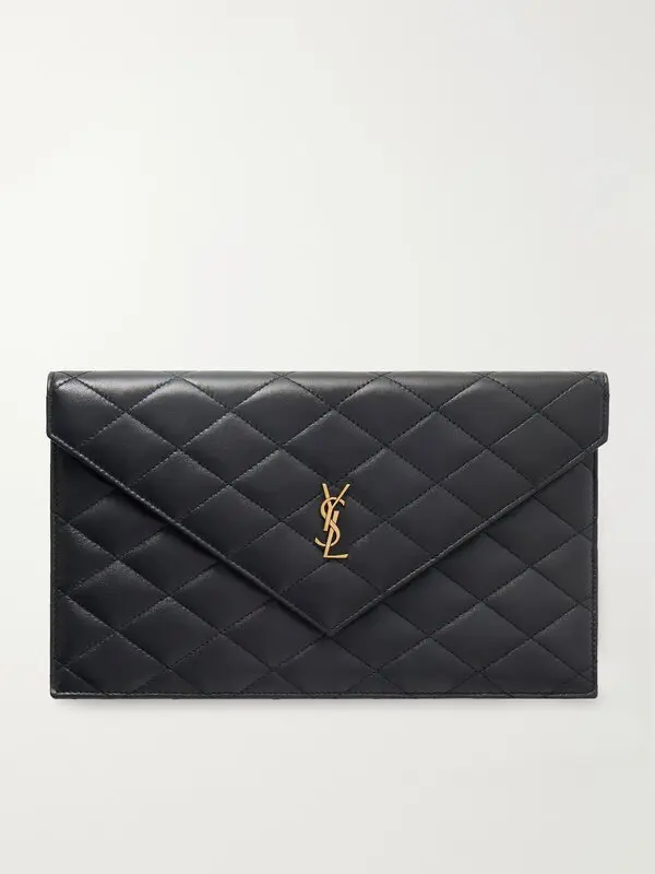 Saint Laurent Matelassé Leather Pouch - Black