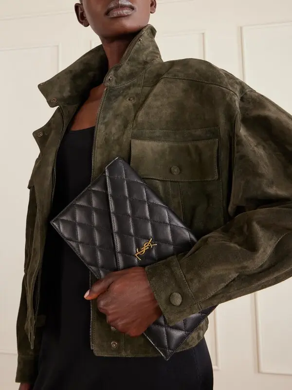 Saint Laurent Matelassé Leather Pouch - Black