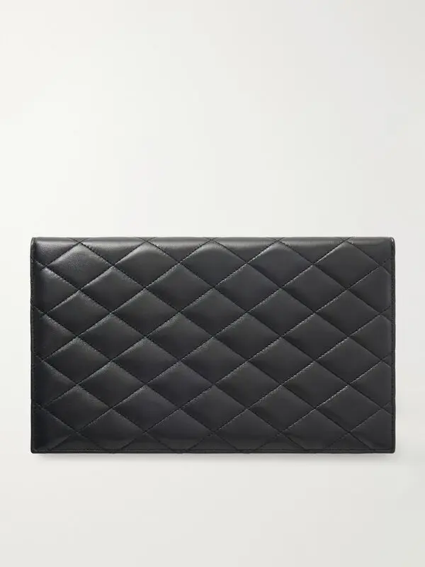 Saint Laurent Matelassé Leather Pouch - Black