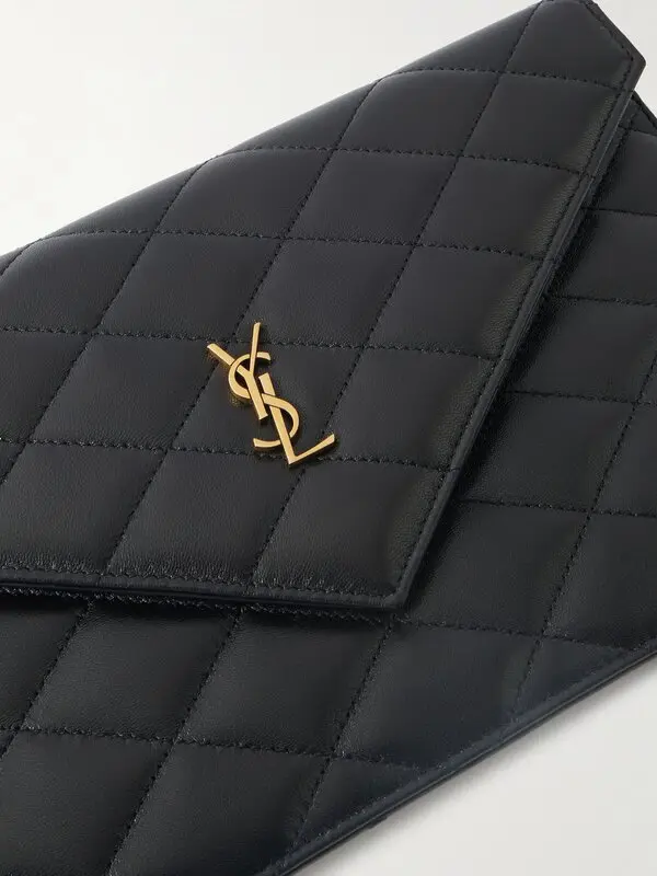 Saint Laurent Matelassé Leather Pouch - Black