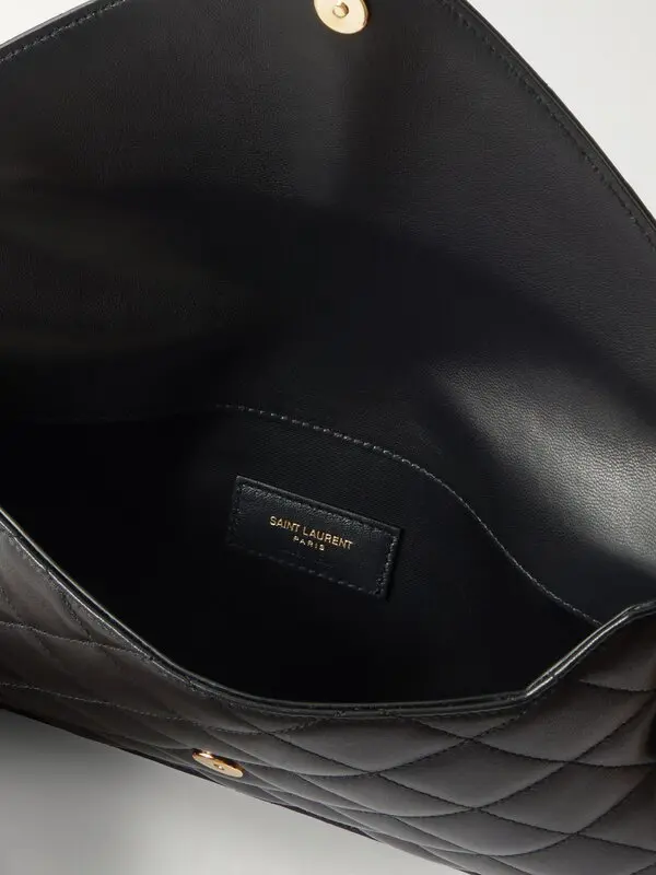 Saint Laurent Matelassé Leather Pouch - Black