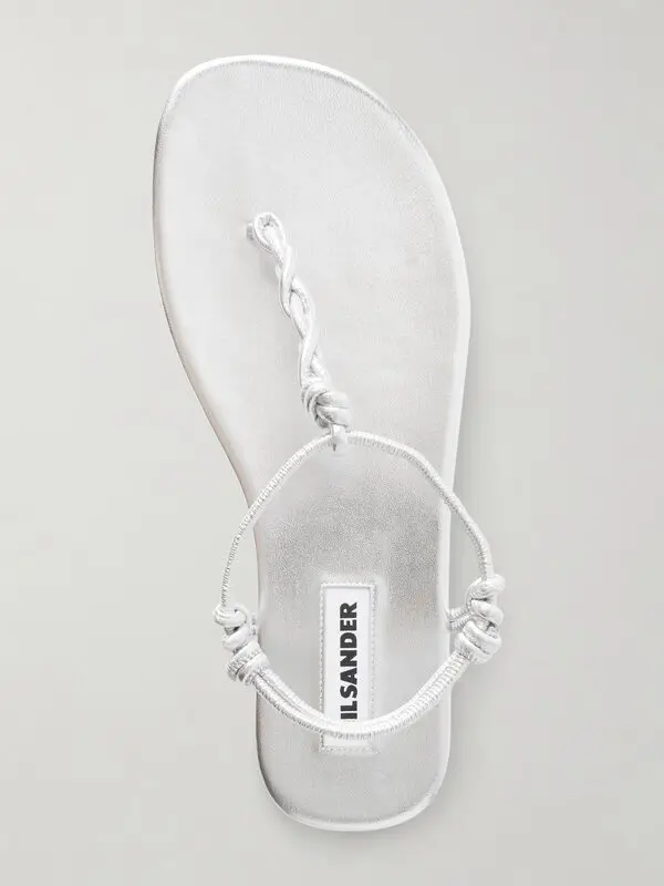 JIL SANDER Braided Metallic Leather Sandals