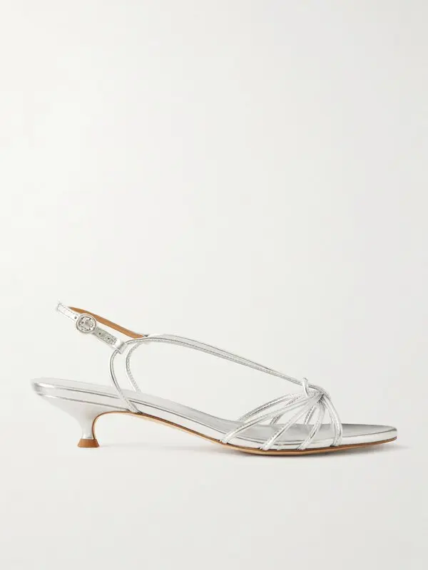 AeydĒ Amara Metallic Leather Slingback Sandals - Silver