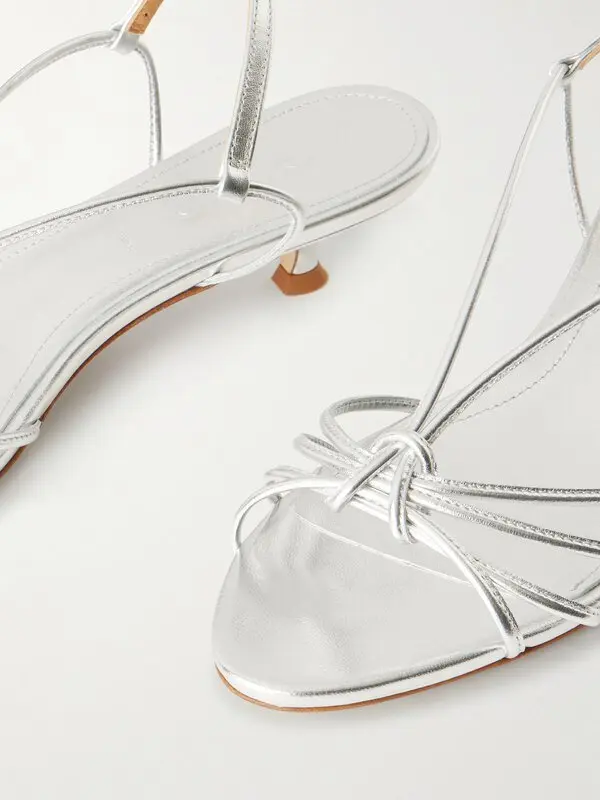 AeydĒ Amara Metallic Leather Slingback Sandals - Silver