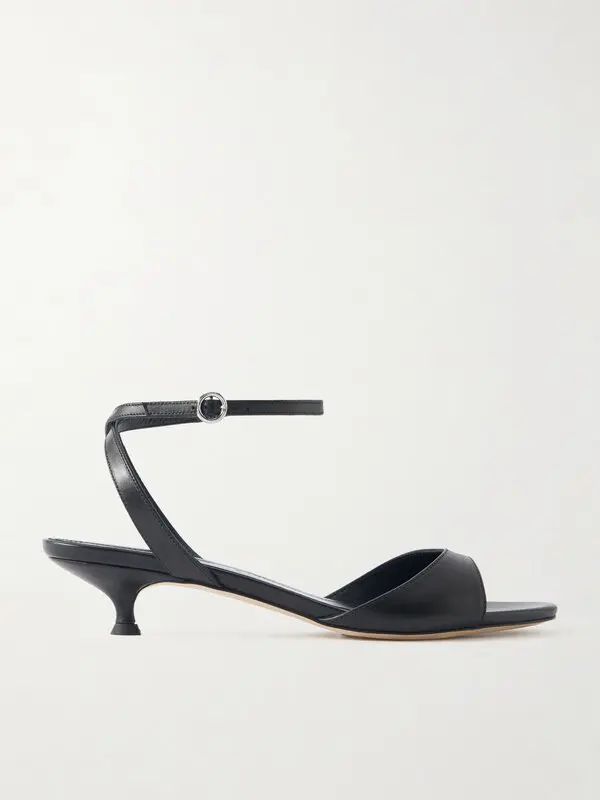 AeydĒ Zelia Leather Sandals With Kitten Heel - Black