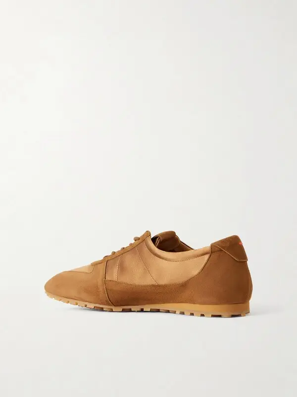 AeydĒ Uma Suede And Satin Lace-up Sneakers - Brown